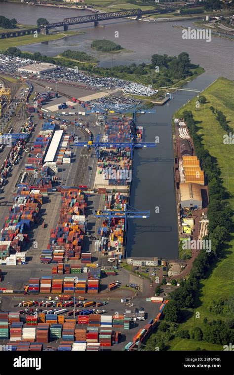 Container Terminal In The Port Of Duisburg Intermodal Terminal Dit 09 06 2016 Aerial View