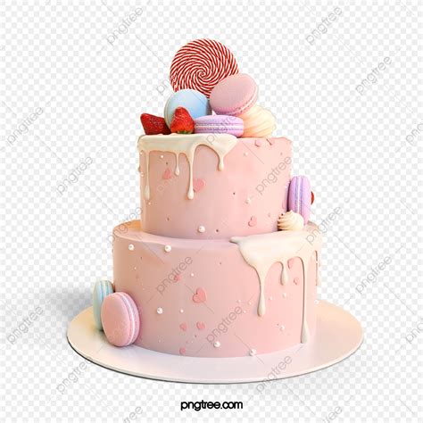 دانلود تصویر Png کیک تولد Png Pink Double Layer Birthday Cake تایم کد