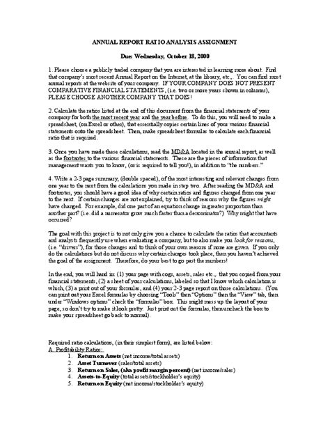 Doc Annual Report Ratio Analysis Assignment