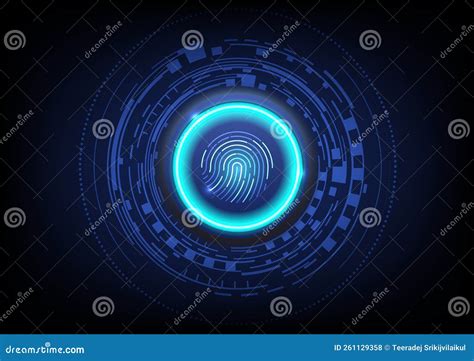 Futuristic Fingerprint Round Button Stock Vector Illustration Of