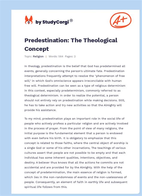 Predestination The Theological Concept Free Essay Example
