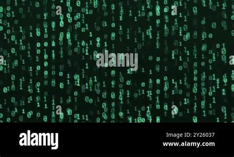 Green Matrix Style Binary Code Falling Numbers Digital Binary Code