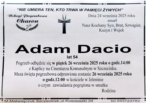 Śp Adam Dacio Nekrolog