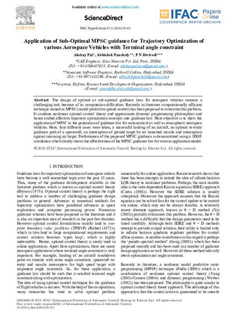 pdf application of sub optimal mpsc guidance for trajectory