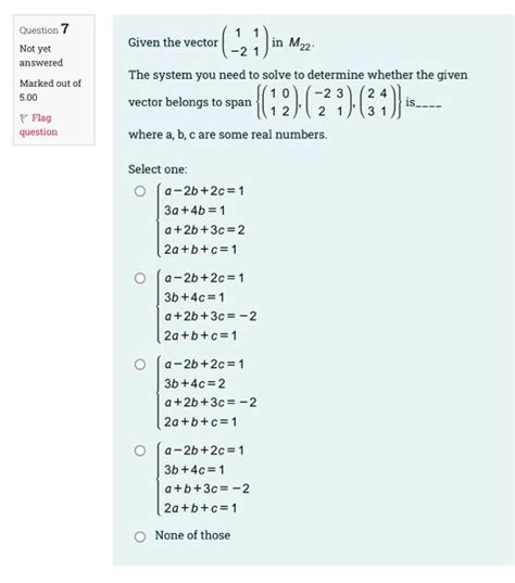 Solved Given The Vector Question 7 Not Yet Answered Marked Chegg Com