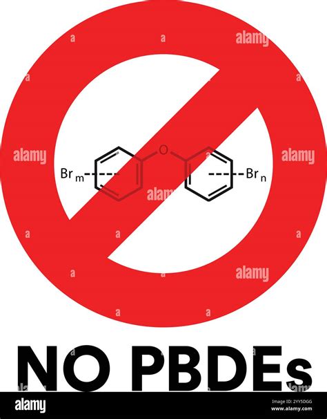 No Pbdes Red Circle With Line Symbol Over Chemical Structure
