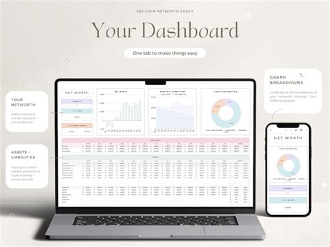 Net Worth Tracker Spreadsheet For Google Sheets Annual Net Worth Calculator Dashboard Personal
