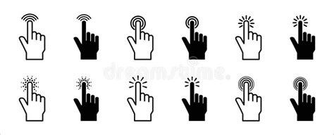 Mouse Click Cursor Icon Set Index Finger Hand Cursor Pointer Symbol Icons Vector Set Stock
