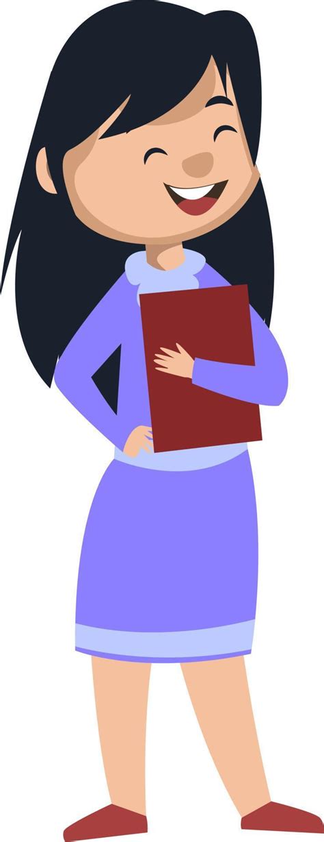 Happy Girl With Notebook Illustration Vector On White Background