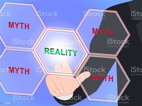 거짓 신화 대 실제 생활을 보여주는 신화 대 현실 단어 3d 일러스트레이션 결정에 대한 스톡 사진 및 기타 이미지 결정 디지털 생성 이미지 미국 Istock