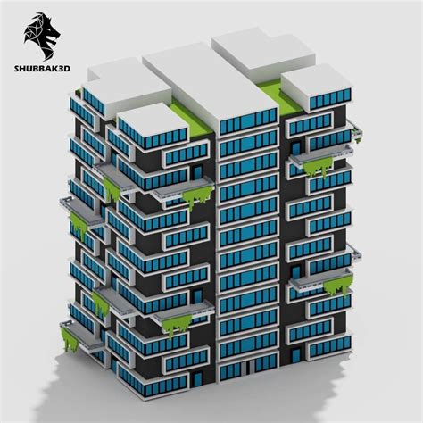 3d model voxel modern buildings pack vr ar low poly cgtrader