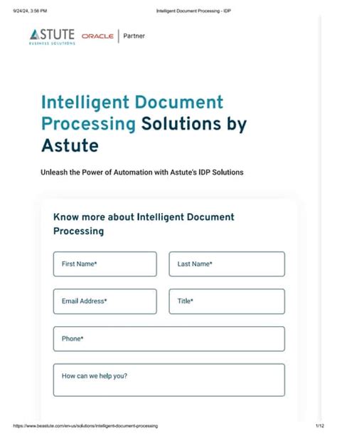 Intelligent Document Processing Solutions By Astutepdf