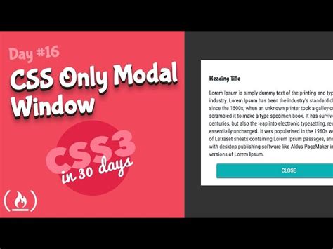 Modal Window CSS Tutorial Day 16 Of CSS3 In 30 Days