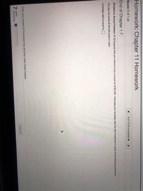 Solved Homework Chapter 11 Homework Score 0 Of 1 Pt End Of