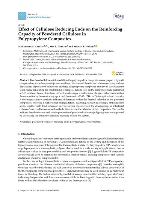 Pdf Effect Of Cellulose Reducing Ends On The Reinforcing Capacity Of