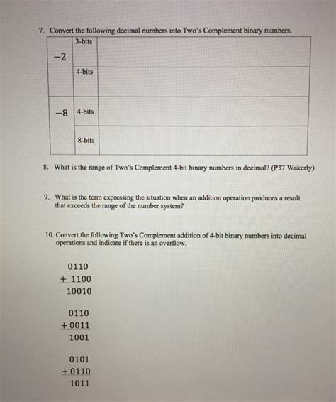 Solved 6 For The Following Addition Of Signed Binary