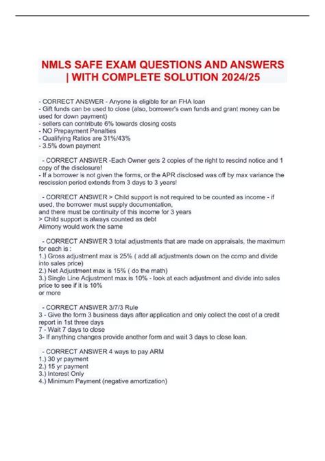 NMLS SAFE EXAM QUESTIONS AND ANSWERS WITH COMPLETE SOLUTION NMLS SAFE Stuvia US