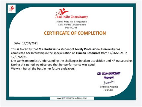 Ruchi Sinha On Linkedin Internship Humanresource