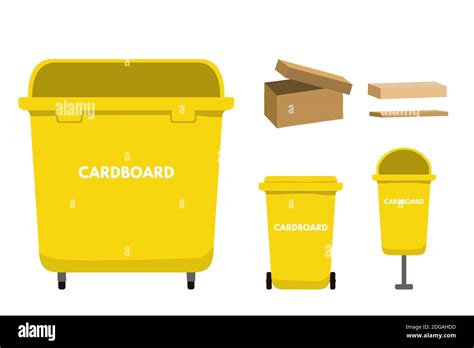 Waste Sorting Set Vector Illustration Garbage Bin For Cardboard