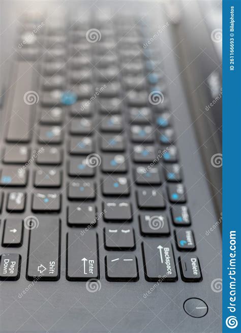 Selective Focus On A Black Laptop Keyboard Keys Stock Image Image Of Technology Blurred