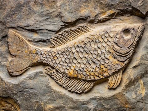 Fossilized Fish With Visible Bones And Scales Preserved In Sedimentary