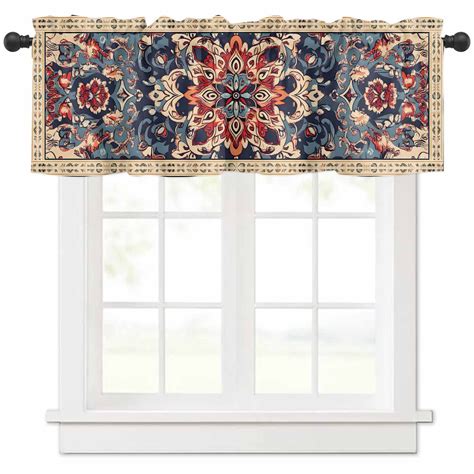 Nqolkjepod Bohemian Farmhouse Short Window Curtain Valances Blue Retro