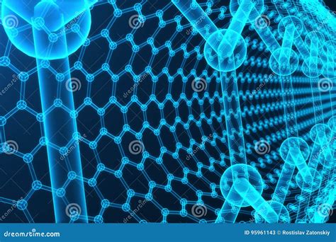 3d Rendering Abstract Nanotechnology Hexagonal Geometric Form Close Up Concept Graphene Atomic