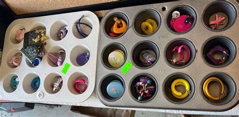 Earrings Assortment And Two Mini Muffin Tins Metzger Property