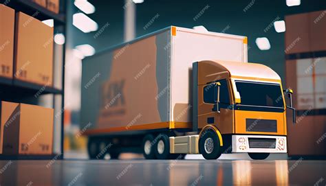 트럭 운송 서비스 생성 Ai를 통해 화물 컨테이너를 운송하는 화물 운송 무료 사진
