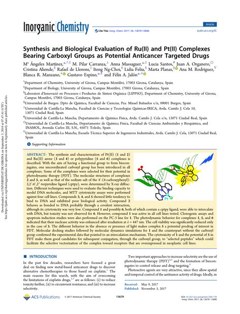 Pdf Synthesis And Biological Evaluation Of Ruii And Ptii