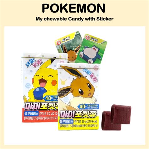 [pokemon] My Chewable Candy With Sticker 50g Pikachu Evee Shopee Philippines