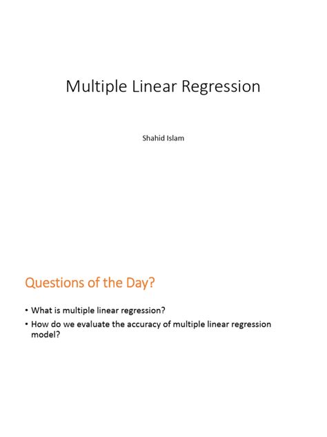 Lec 5 Mlr Pdf Errors And Residuals Linear Regression