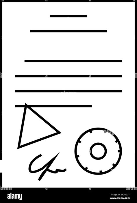 Certificate Document Line Icon Vector Illustration Stock Vector Image
