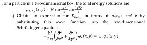 solved for a particle in a two dimensional box the total