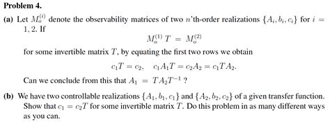 Solved A Let Moi Denote The Observability Matrices Of