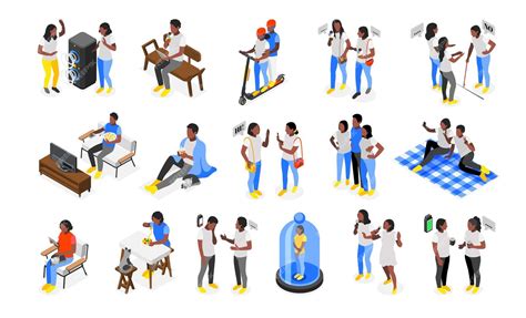 Free Vector Introvert And Extrovert People Isometric Recolor Set With