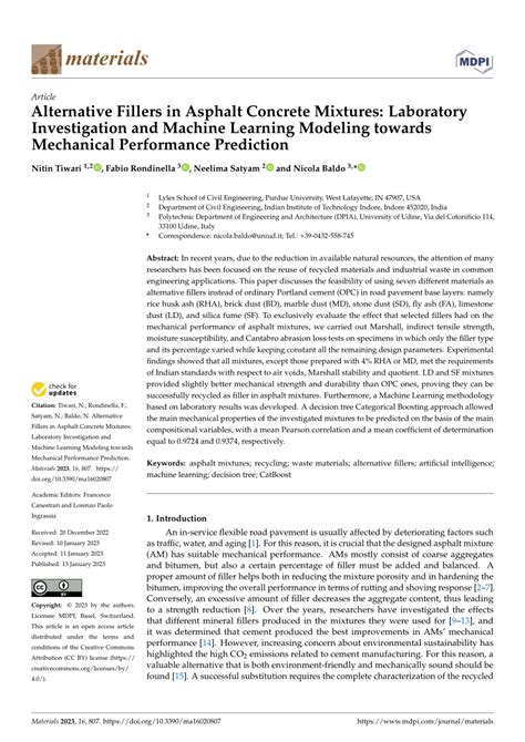 Pdf Alternative Fillers In Asphalt Concrete Mixtures Laboratory Investigation And Machine