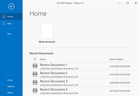BackstageItemWithImage Glyph Property WPF Controls DevExpress Documentation