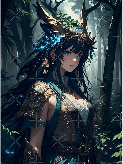 Forest Spirit Anime Girl With Antlers Art Print For Sale By