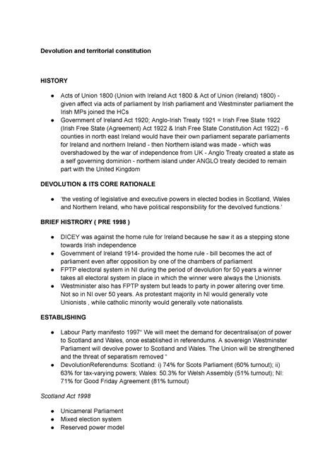 Devolution And Territorial Constitution Devolution And Territorial