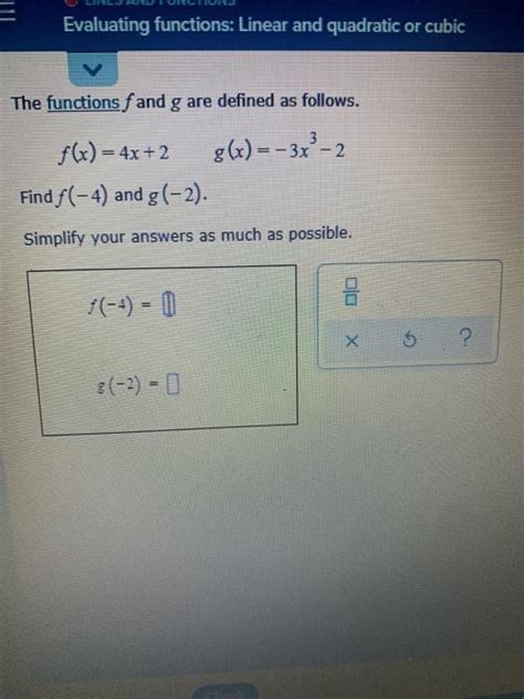 Solved Evaluating Functions Linear And Quadratic Or Cubic