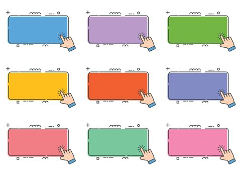 Hand Cursor With Click Here Banner Vector Set Action Button With Mouse Click Vector
