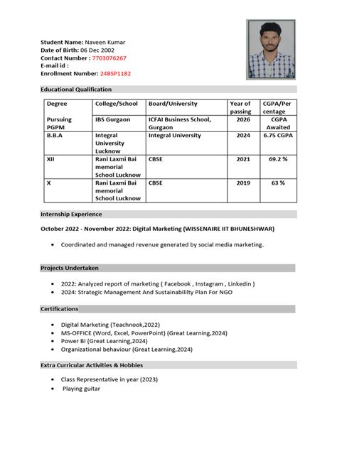 Resume Naveen Kumar Pdf
