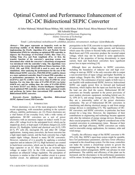Pdf Optimal Control And Performance Enhancement Of Dc Dc Bidirectional Sepic Converter