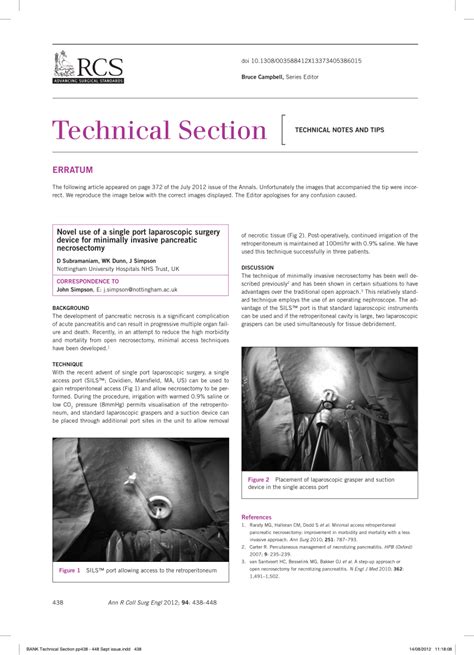 Pdf Novel Use Of A Single Port Laparoscopic Surgery Device For Minimally Invasive Pancreatic