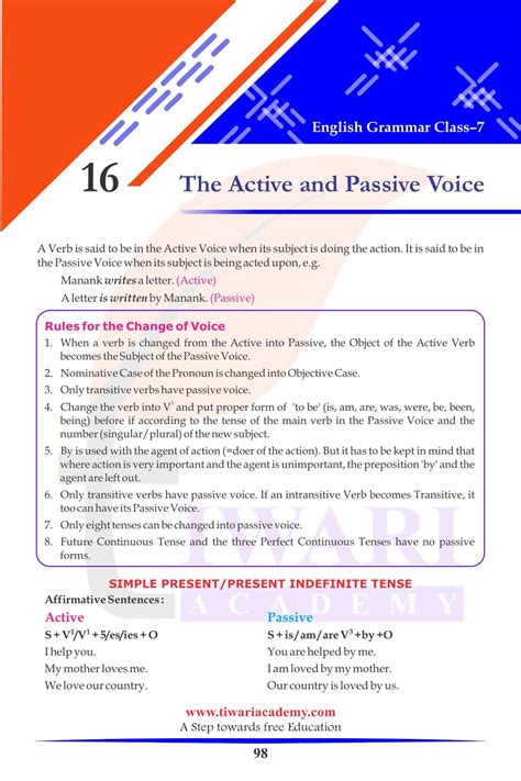 Active And Passive Voice Exercises With Answers For Grade 7