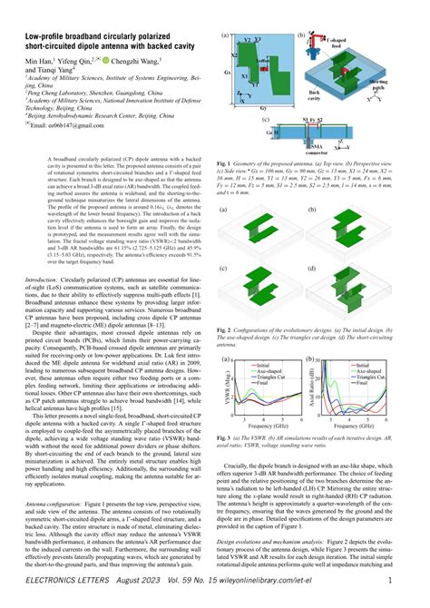 Pdf Low‐profile Broadband Circularly Polarized Short‐circuited Dipole Antenna With Backed Cavity