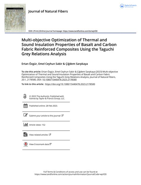 Pdf Multi Objective Optimization Of Thermal And Sound Insulation