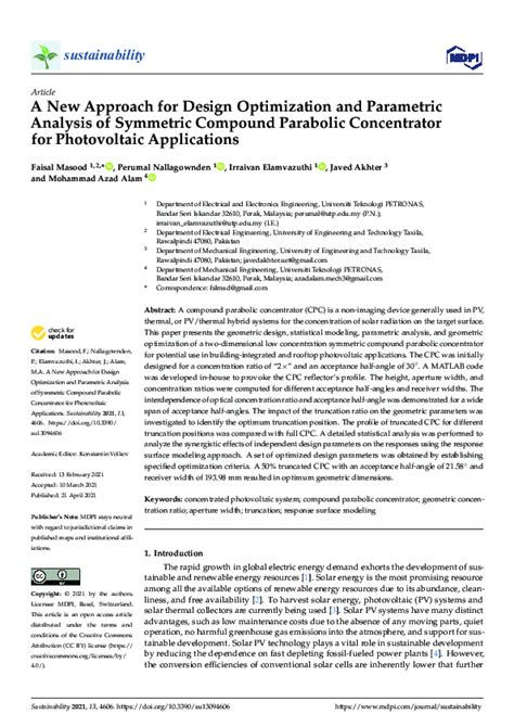 Pdf A New Approach For Design Optimization And Parametric Analysis Of