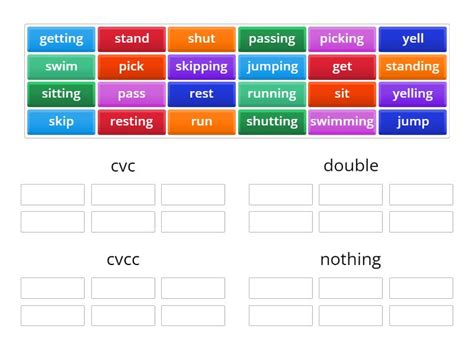 Sort 2 Adding Ing To Words With Cvc And Cvcc Patterns Group Sort